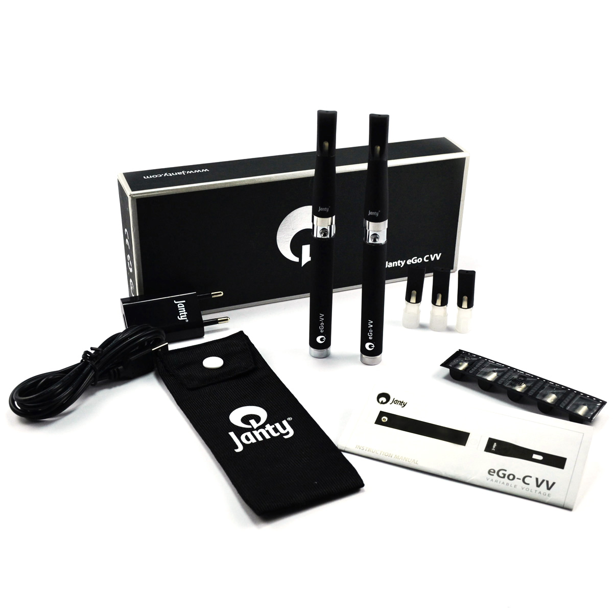 KIT - Janty eGo C VV 900mAh (Double Kit - Variable Voltage - Black)